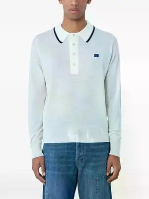 WALES BONNER Point-collar Knitted Polo Shirt
