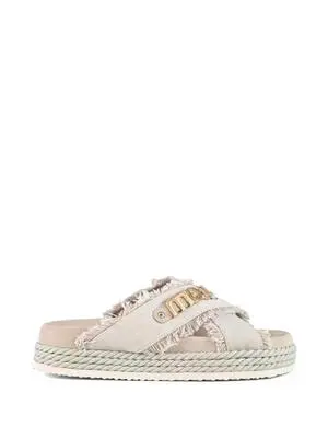 Mou Canvas Criss-cross Sandals - Neutrals