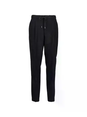 Vintage Pleated Drawstring Trousers - Blue