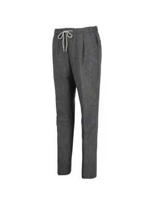 Vintage Drawstring-waist Wool Trousers - Grey