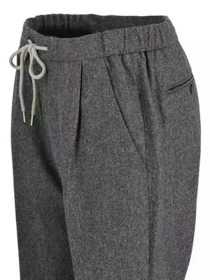 Vintage Drawstring-waist Wool Trousers - Grey
