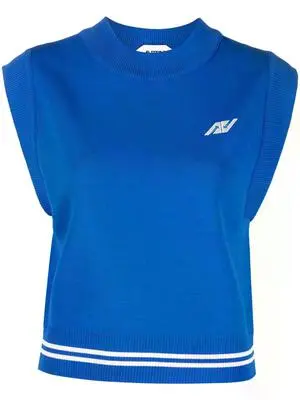 AUTRY Logo-embroidered Knitted Top - Blue