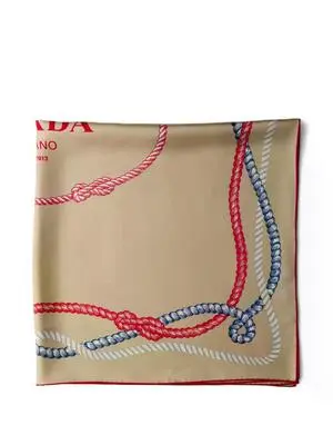 Prada Ropes Print Logo Scarf - Neutrals