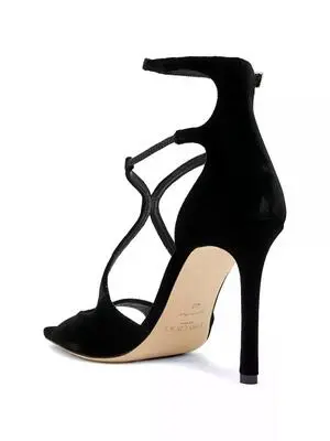 JIMMY CHOO Azia Square Toe Strap Sandals - Black