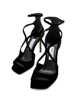 JIMMY CHOO Azia Square Toe Strap Sandals - Black
