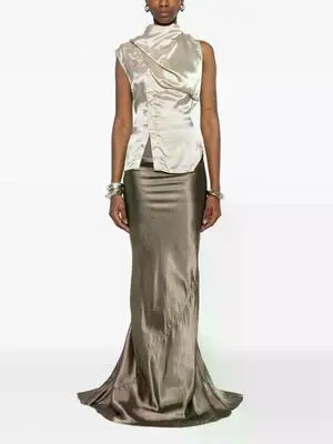Rick Owens Maxi Skirt With Ruched Detailing - Brown