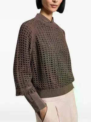 Peserico Sequinned Cordonnet Sweater - Brown
