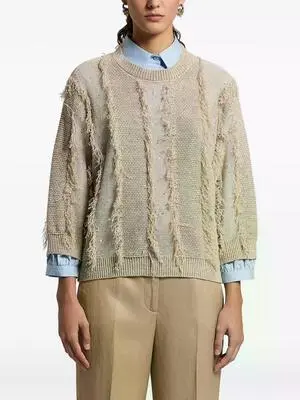 Peserico Sequin-embellished Fringed Sweater
