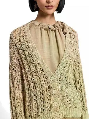 Peserico Sequinned Cotton Ribbon Cardigan - Neutrals