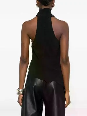 YEHUAFAN Asymmetrical Cowl Neck Sleeveless Top