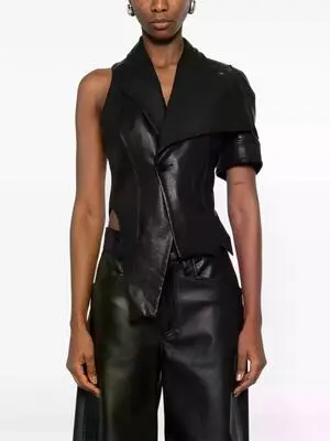 YEHUAFAN Button Draped Jacket