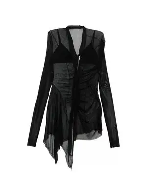YEHUAFAN Ruched Zip Top