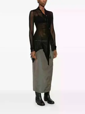 YEHUAFAN Ruched Zip Top