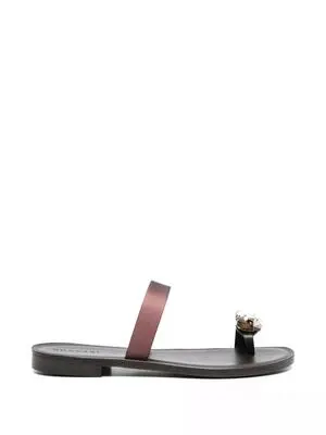DONNARÌ Embellished Leather Flat Sandals