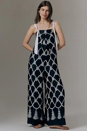 Maeve Printed Wide-leg Jumpsuit - Navy