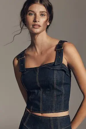 Maeve Sleeveless Denim Buckle-strap Top - Indigo