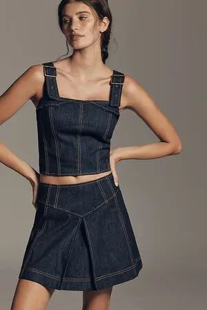 Maeve Sleeveless Denim Buckle-strap Top