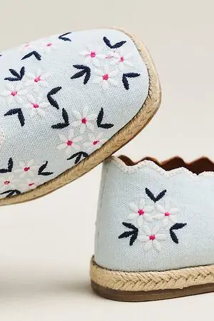 Maeve Scalloped Espadrille Mary Jane Flats - Light Blue