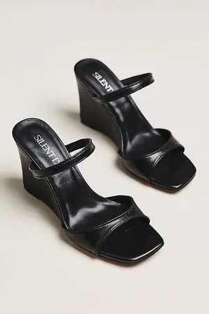 SILENT D Anisa Strappy Wedge Mule Sandals - Black