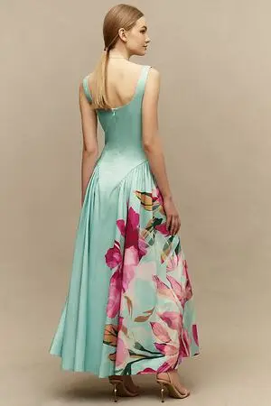 HUTCH Jemma Sleeveless Basque-waist Maxi Dress