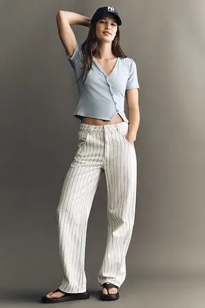 Anthropologie Asymmetric Short-sleeve Buttondown Top