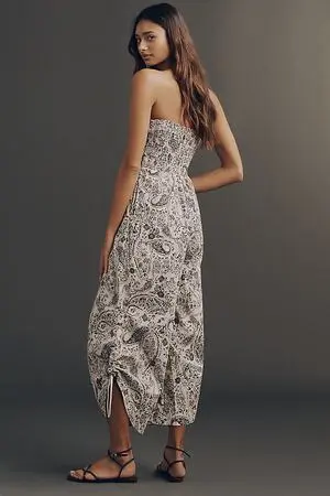 Anthropologie Strapless Printed Cotton Jumpsuit
