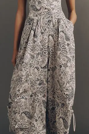Anthropologie Strapless Printed Cotton Jumpsuit