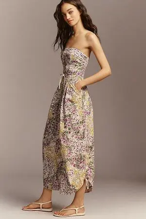 Anthropologie Strapless Printed Parachute Jumpsuit - Multi Floral