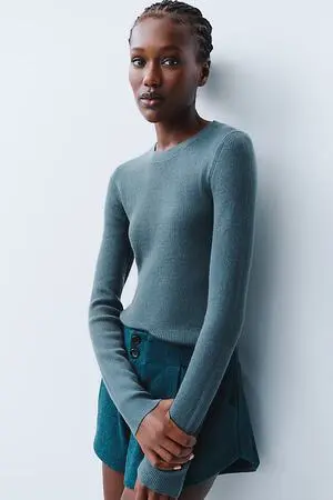 Maeve Markie Lightweight 100% Cashmere Long-sleeve Sweater - Holly