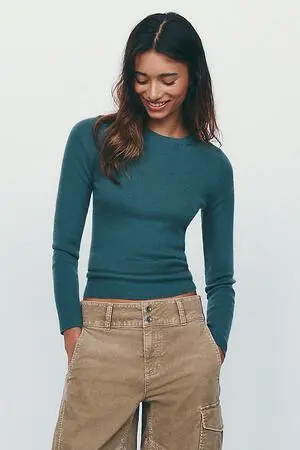 Maeve Markie Lightweight 100% Cashmere Long-sleeve Sweater - Holly