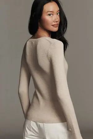 Maeve Markie Lightweight 100% Cashmere Long-sleeve Sweater - Taupe