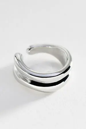Anthropologie Mod Metal Stack Rings - Silver
