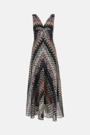 Missoni Long Sleeveless Zigzag Lace Dress - Multicolor