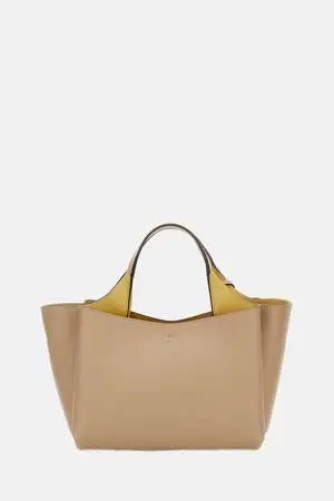 TOD'S Leather Handbag With 't' Charm - Beige