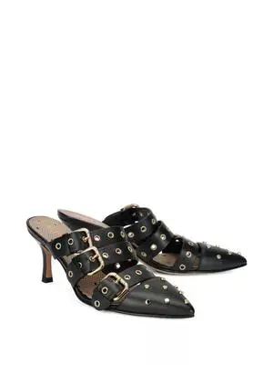 Red Valentino Buckle Studded Mules