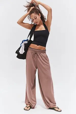 Free People Sweat Equity Convertible Wide Leg Pants - Sandstorm