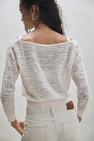 Free People Fine Gauge Linen Pullover - Ivory