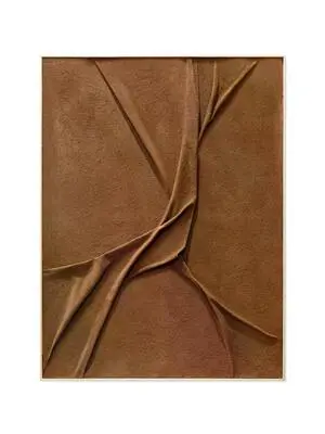 AGAVE QUADRI Leather Painting In Wooden Frame - Brown