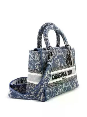 Dior Lady D-lite Embroidered Canvas Medium Satchel - Blue