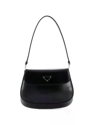 Prada Cleo Flap Shoulder Bag Spazzolato Leather Small - Black
