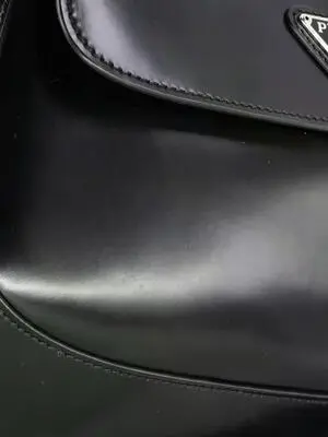 Prada Cleo Flap Shoulder Bag Spazzolato Leather Small - Black