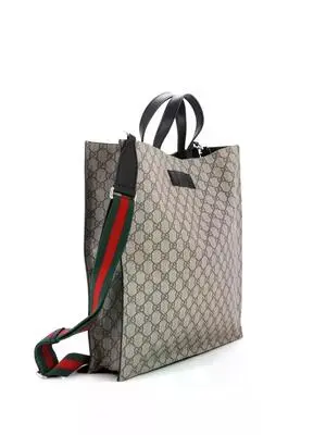 Gucci Convertible Gg Coated Canvas Tall Tote Bag - Brown