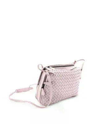 Bottega Veneta Double Zip Nodini Intrecciato Nappa Small Crossbody Bag - Pink