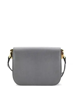 Prada Embleme Flap Bag Saffiano Leather Small Shoulder Bag - Grey