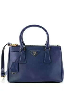 PRADA Double Zip Lux Saffiano Leather Small Tote Bag