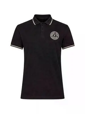 Versace Logo-embroidery Ribbed-trims Polo Shirt - Black