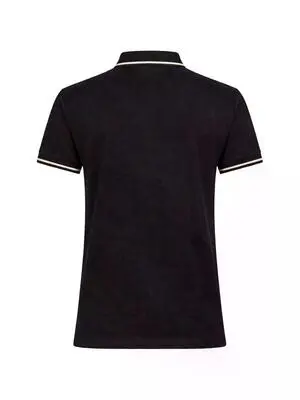 Versace Logo-embroidery Ribbed-trims Polo Shirt - Black