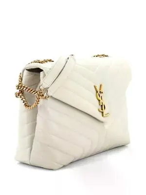Saint Laurent Loulou Matelasse Chevron Leather Medium Shoulder Bag - Neutrals