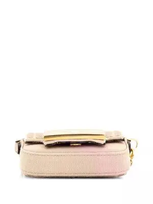 Fendi Chain Baguette Charm Zucca Embroidered Canvas Nano Crossbody Bag - Neutrals