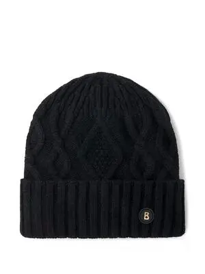 Bogner Cable-knit Logo Beanie Hat - Black